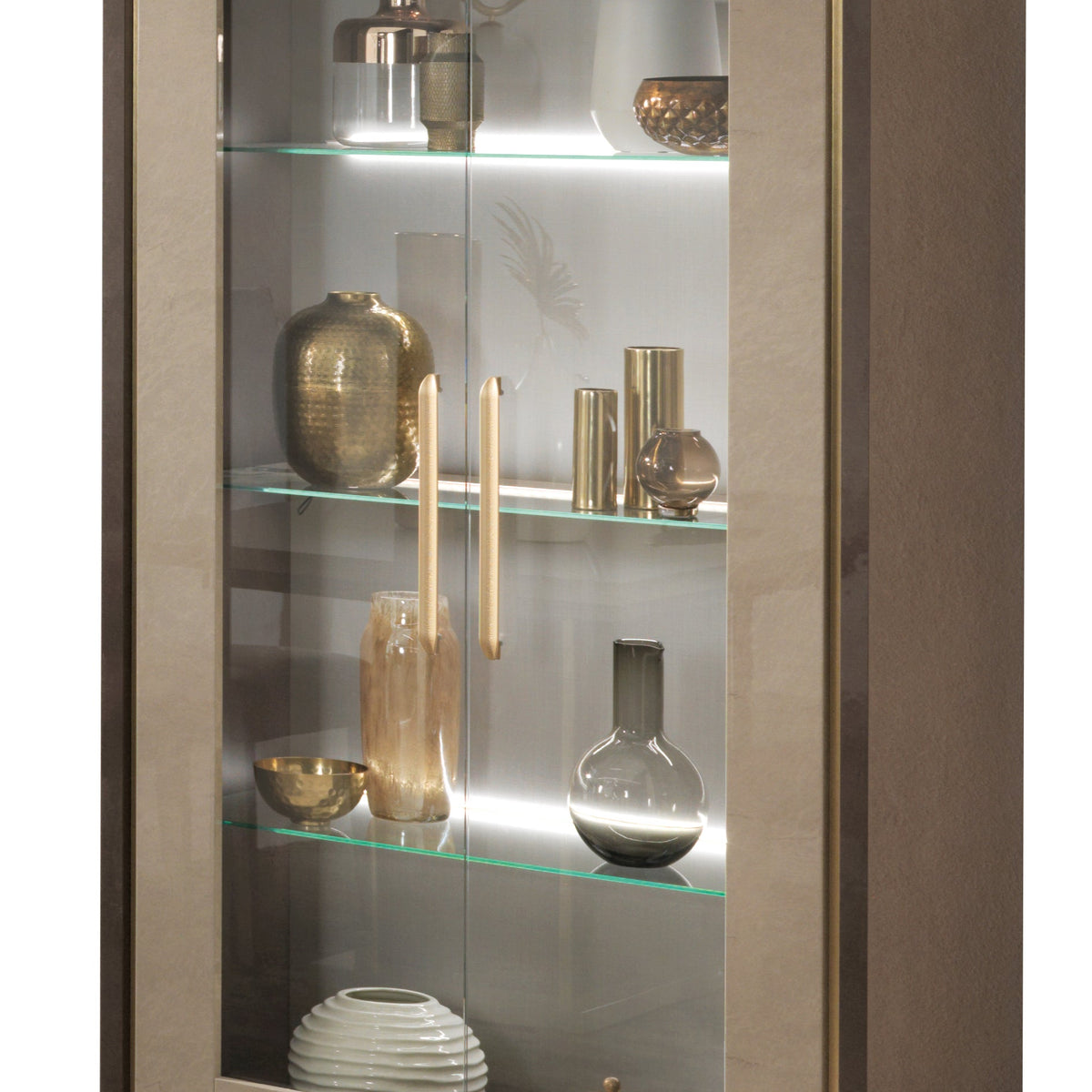 Cesar Sand Birch and Brown Finish 2 Door Display Cabinet – Mobel Floors